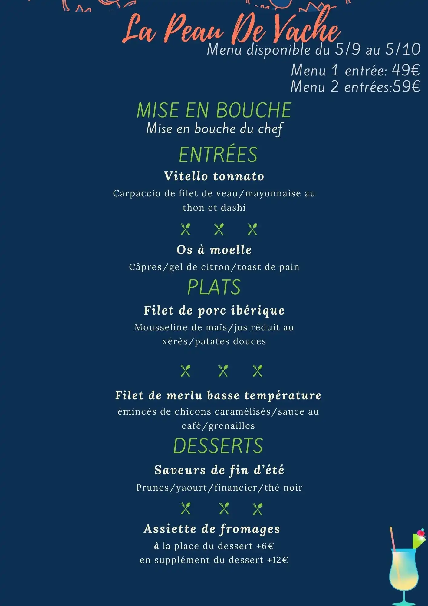 Menu - La Peau De Vache